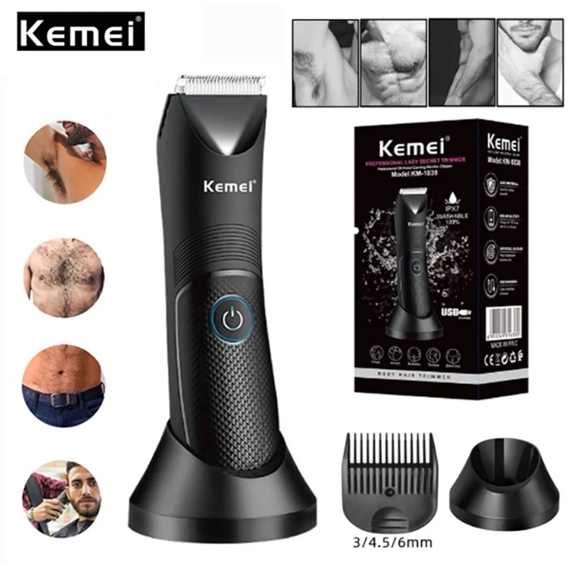 Kemei KM-1838 Electric Body Clipper Pubic Hair Trimmer For Men Private ...