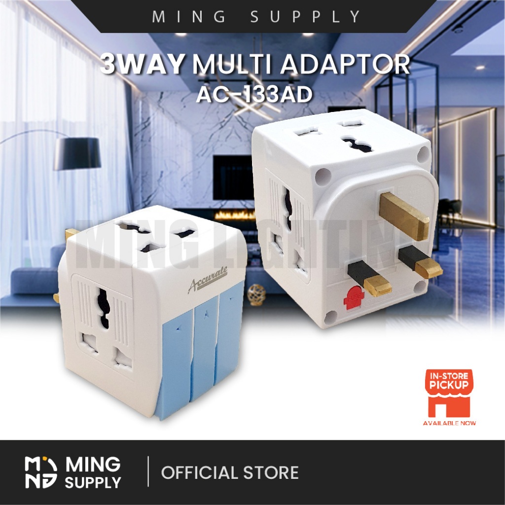 3 Way Universal Multi Adaptor Extension LED Neon Switch 13A Adapter ...