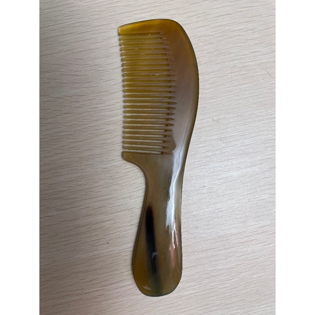Natural Buffalo Horn Comb Fine Tooth Handmade Anti-Static Handle Comb ...