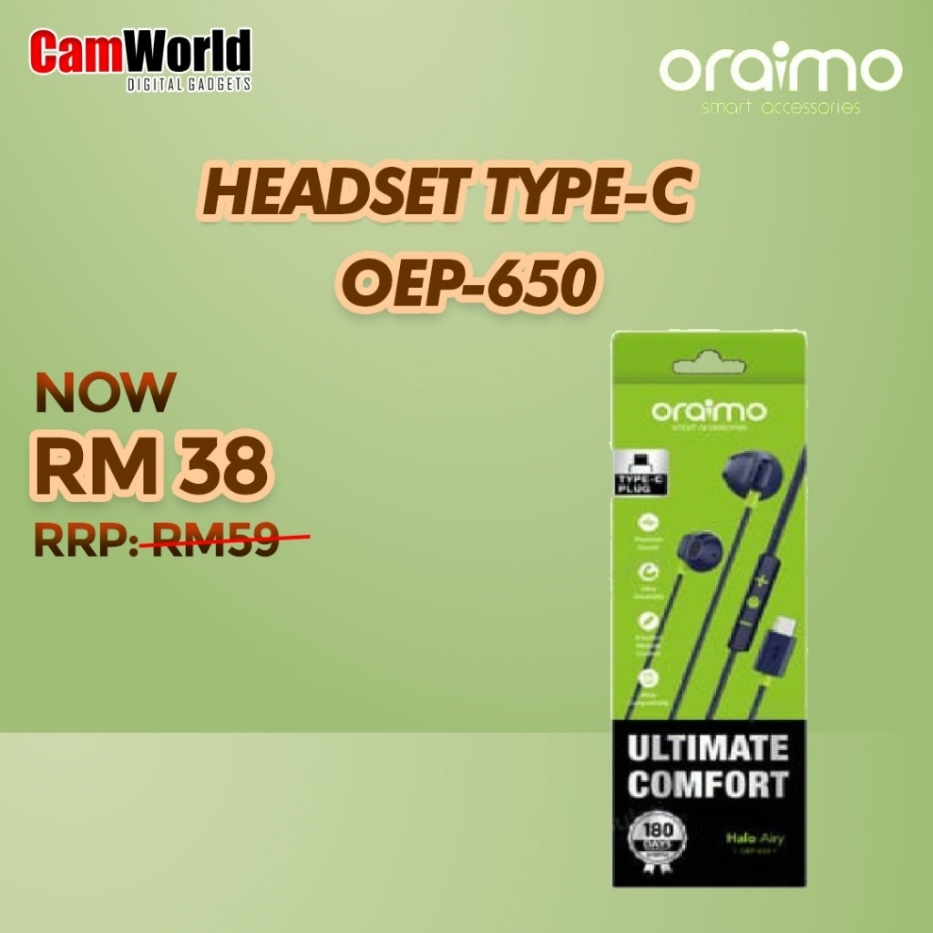 ORAIMO Headset Type-C (OEP-650) | Shopee Malaysia