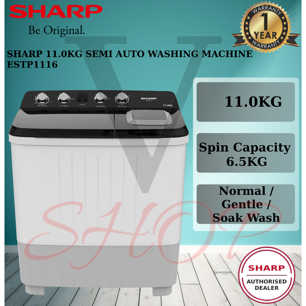 SHARP 10KG || 11KG || 13KG || 15KG SEMI AUTO WASHING MACHINE EST1016 ...