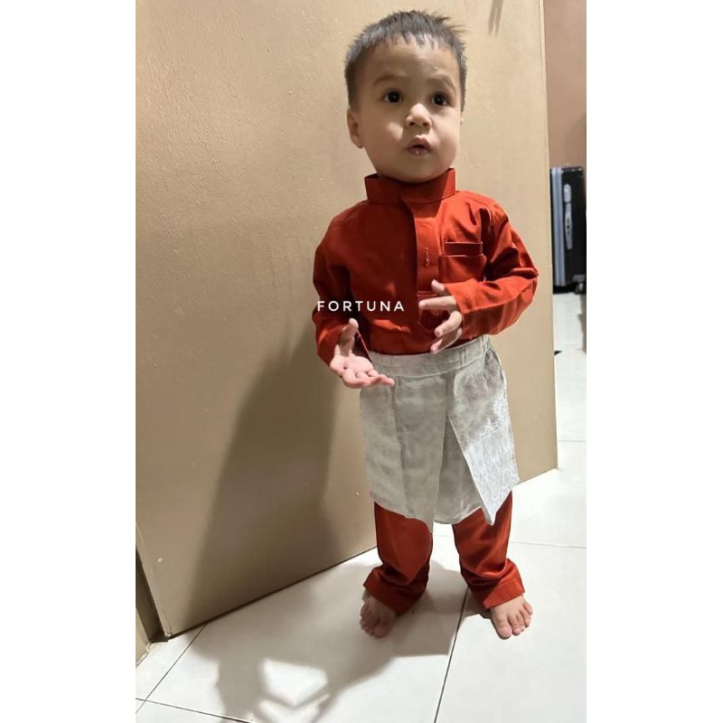 [Brick Orange] FORTUNA Kids Sedondon Ayah Anak | Baju Melayu Cekak ...