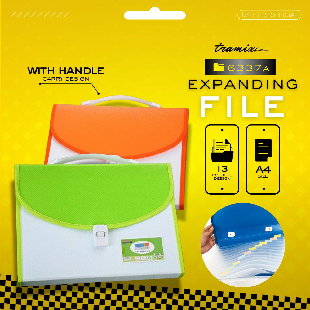 MYFILES Expanding File 13 Pocket A4 Multilayer Grid File Folder ...