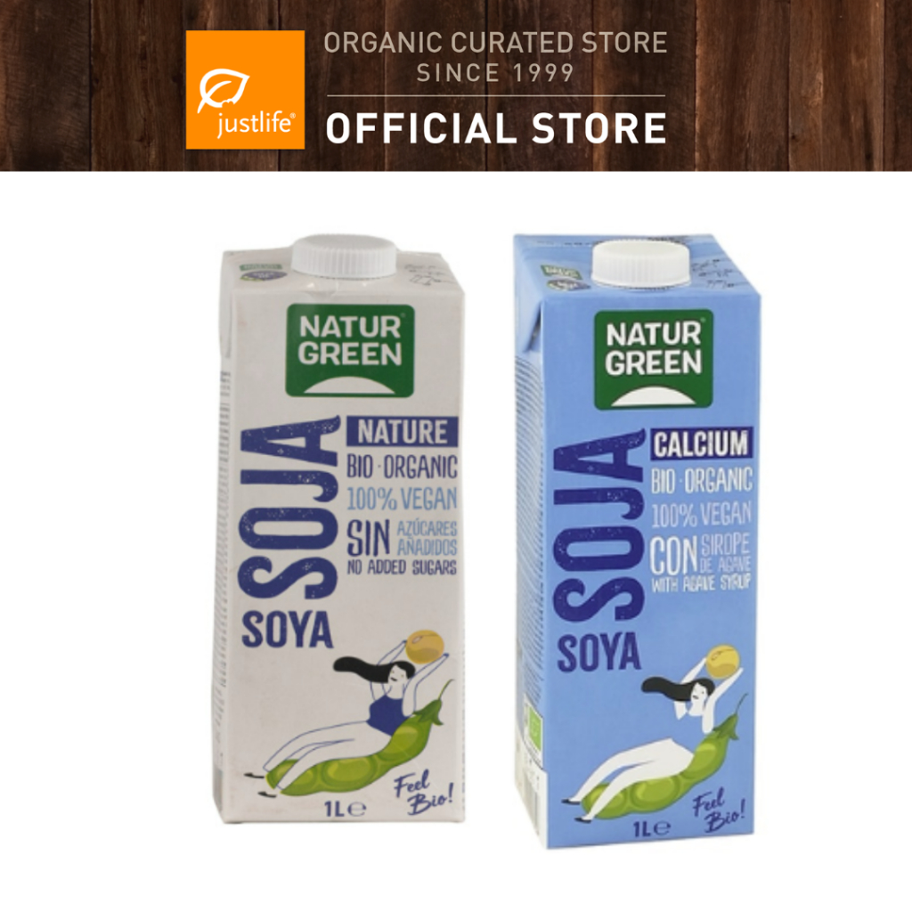 NaturGreen Soja Nature & Calcium, 1L [Soy milk, plant based milk ...