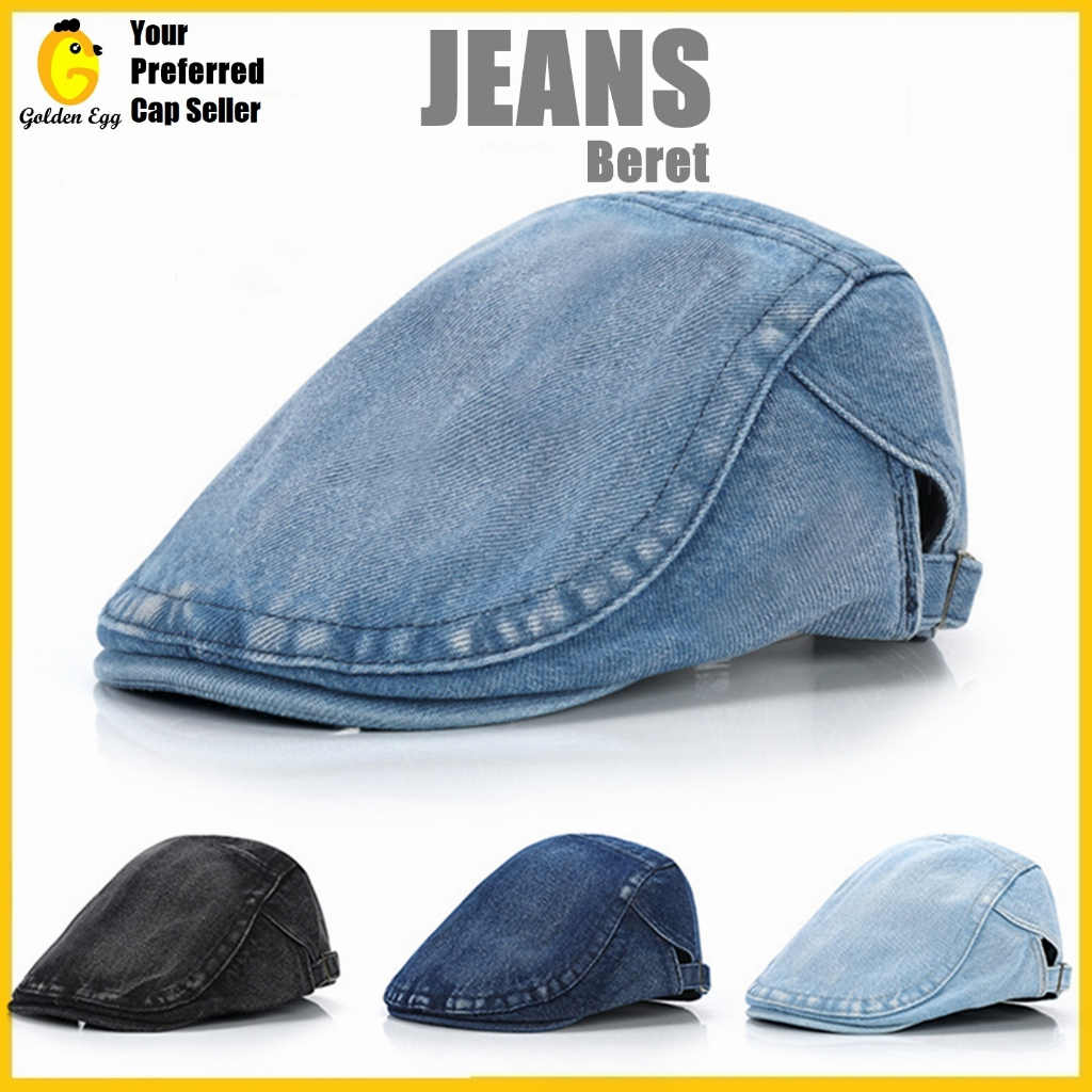 GEC Adult Unisex Jeans Artist Cap Plain Beret Denim Cap Beret Fashion ...