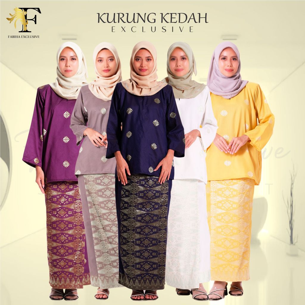 By Fabiha Exclusive | Baju Kurung Kedah Songket Tenun Soft Cotton Bunga ...