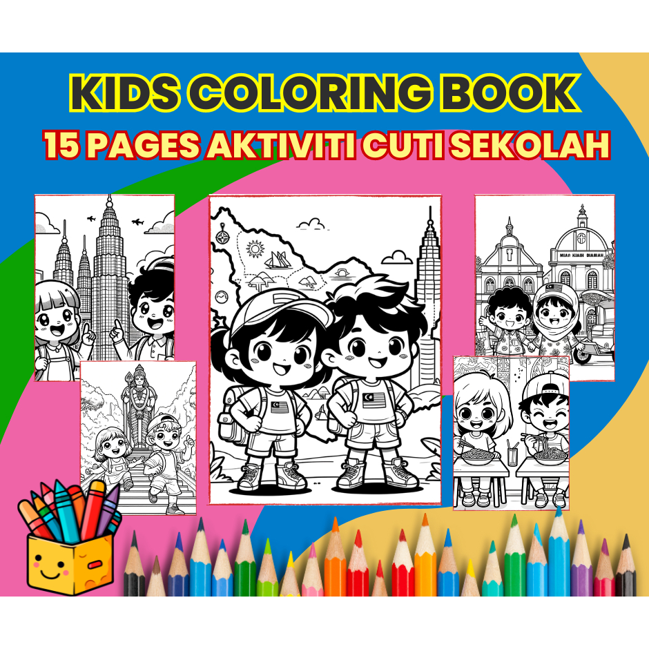 [PDF] 15 Pages Coloring Book Aktiviti Cuti Sekolah - Colouring Book For ...
