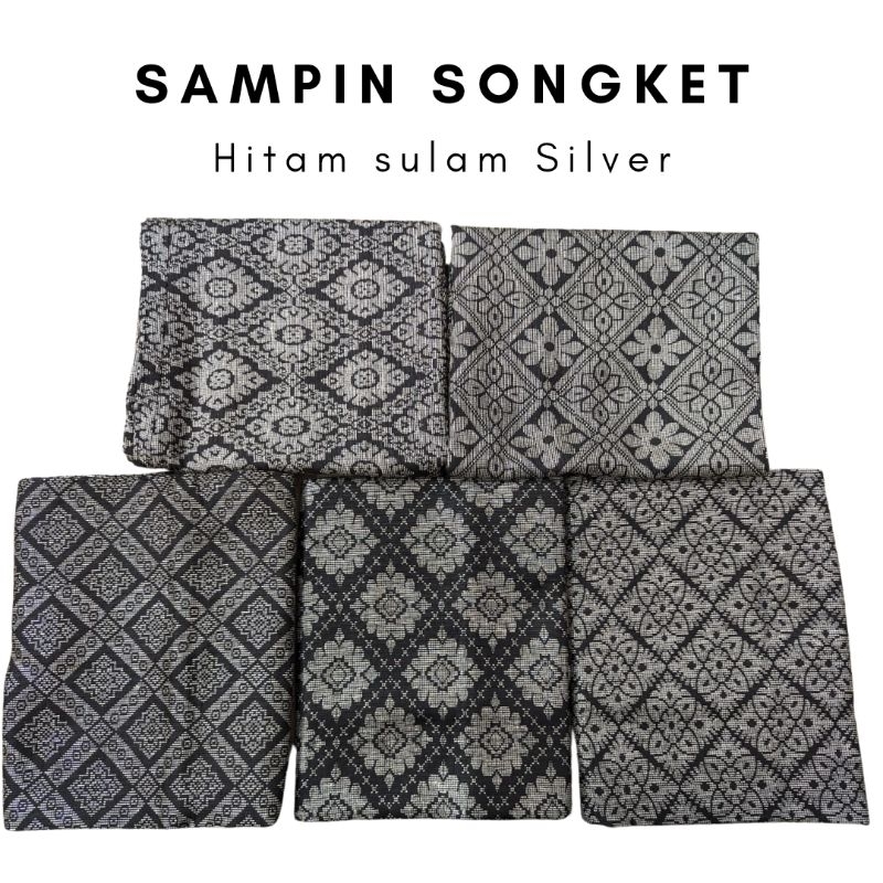 🔥READY STOCK🔥 Sampin songket hitam Sulam silver corak Terkini Samping ...