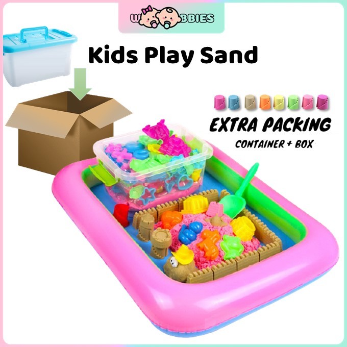 👶🏻 Woobbies DIY 2kg Kid Play Sand Set with Tools Pretend Beach Sand ...