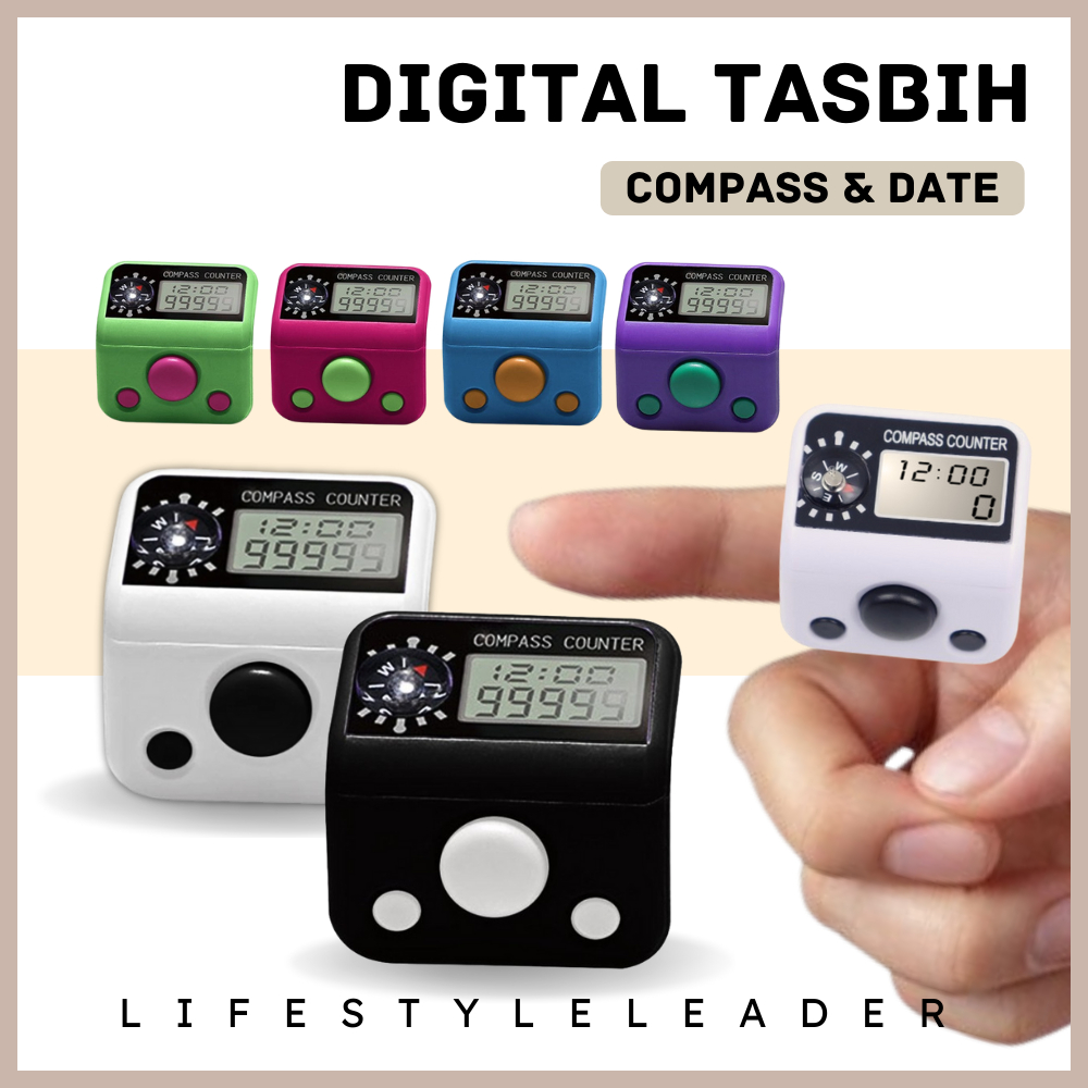 Digital Tasbih Zikir with Compass & Time LCD Electronic Tasbih Counter ...