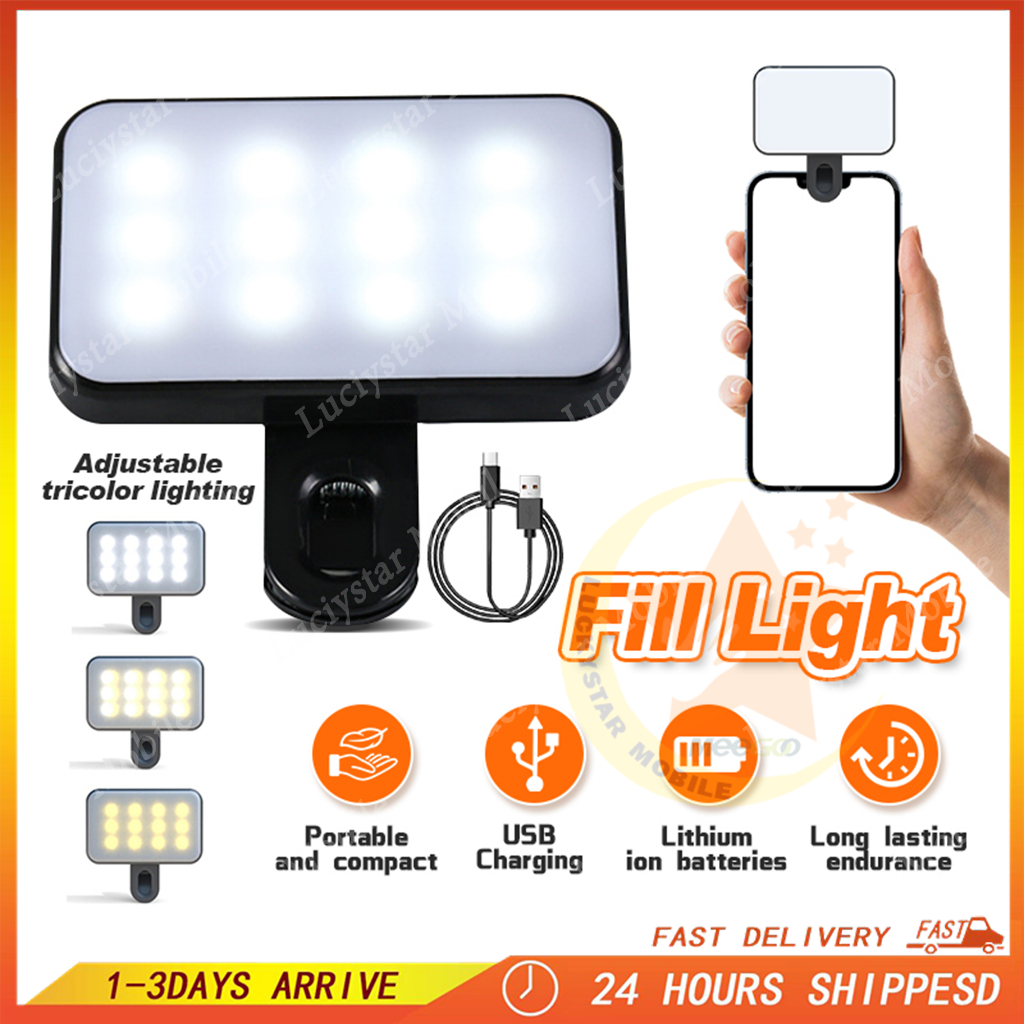 Portable Universal Clip-on LED Selfie Light 3 Modes Adjustable Mini ...