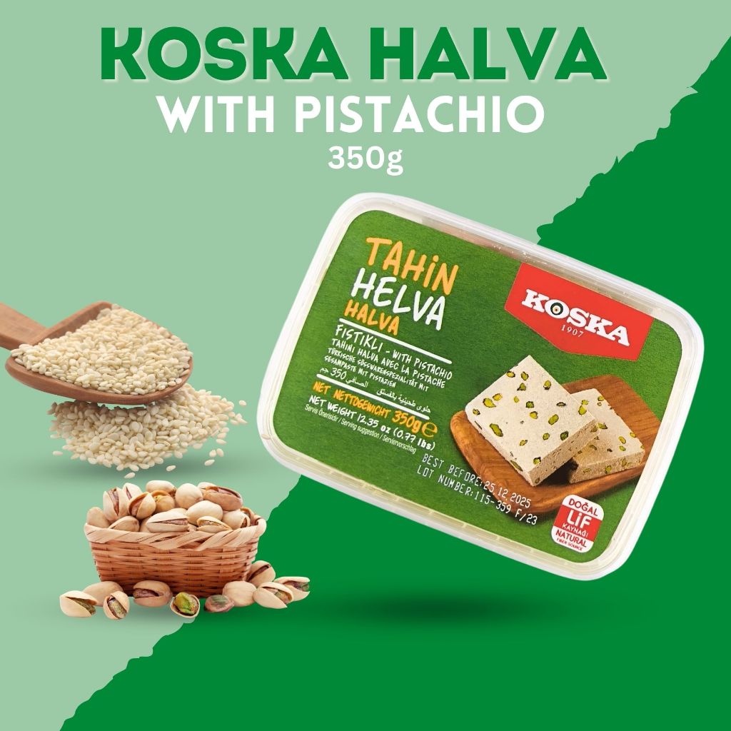 KOSKA TAHINI HALVA WITH PISTACHIO [ 350g ] Sesame Paste-With Vanilla ...