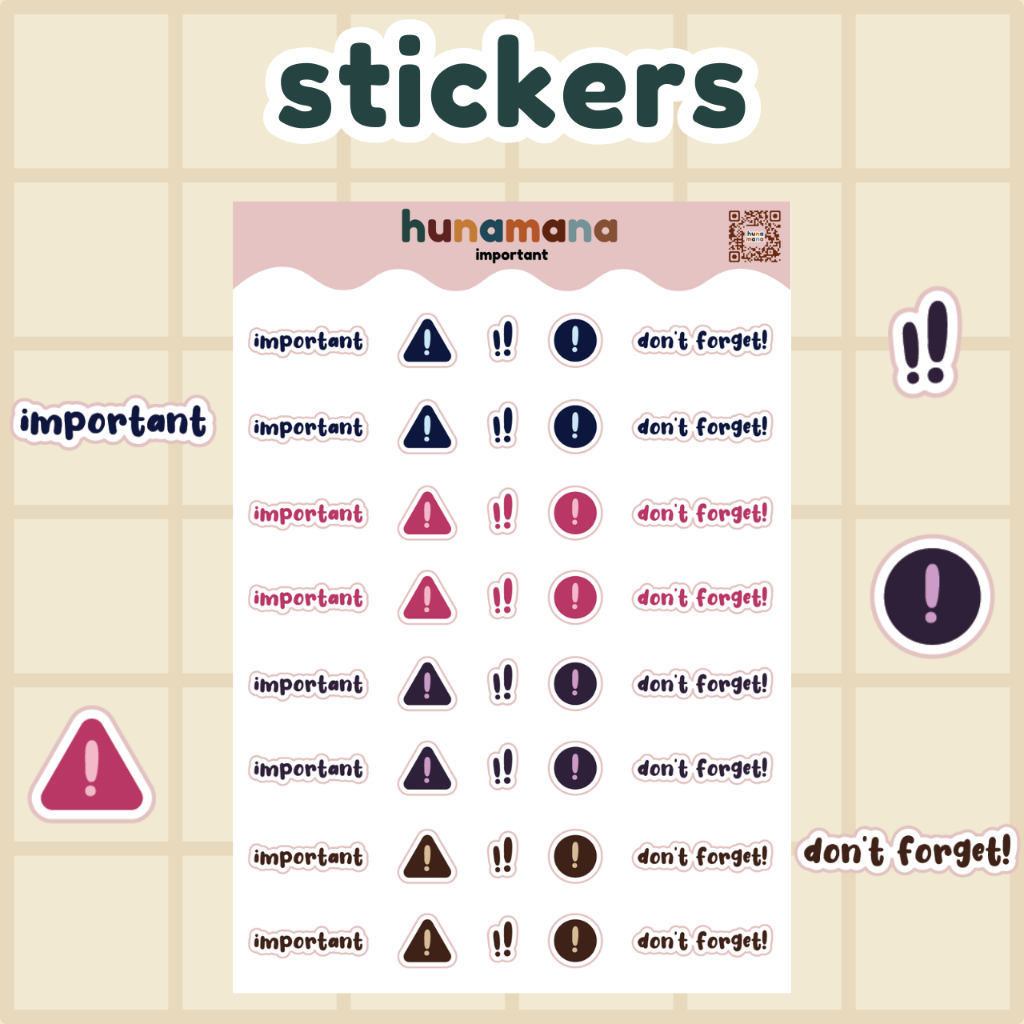 planner sticker planner sheet - important sticker | exclamation mark ...
