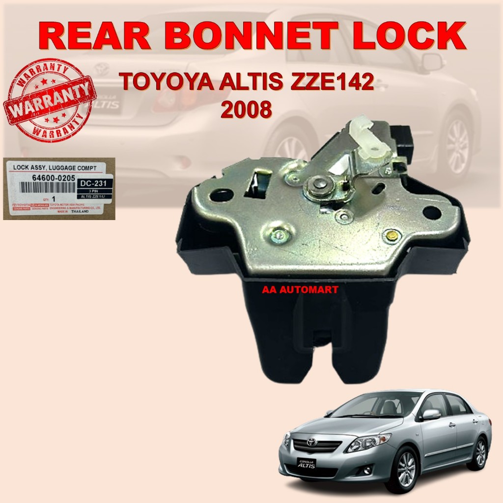 ( 3 PIN ) Toyota Altis ZZE142 2008 Rear Bonnet Lock Rear Boot Lock ...