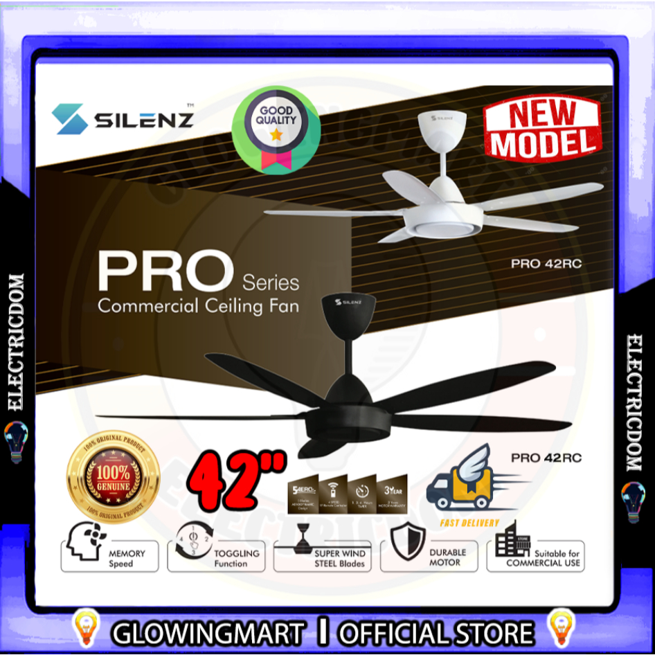 Silenz PRO Series 42" BABY FAN AC Motor Commercial Ceiling Fan (Matt ...