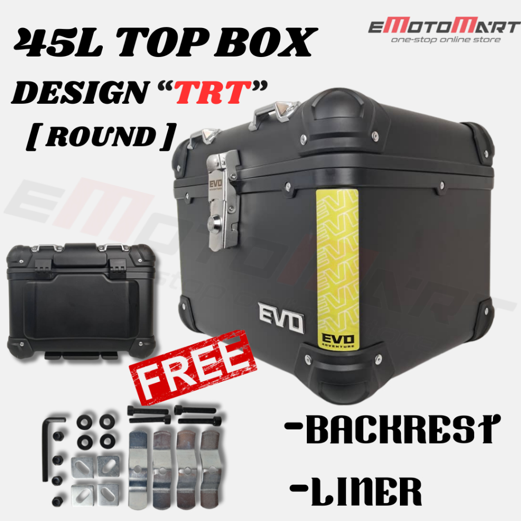 NEW PRODUCT EVO ADVENTURE PLASTIC[DESIGN TRT]TOP BOX 45L [BLACK] ROUND ...