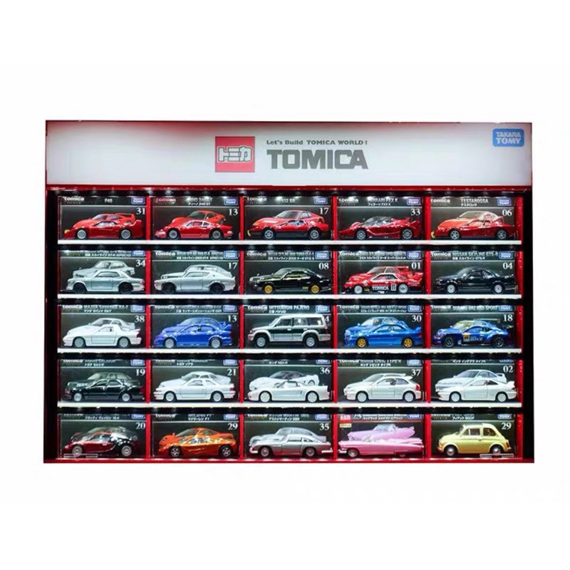 Tomica 25 Slot Acrylic Display Case/Rack with LED lights & Sliding Door ...