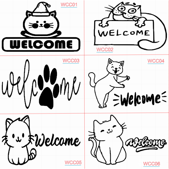 STICKER WELCOME CARTOON CAT FOR BALLOON LAPTOP BOOK PHONE - SIZE A4 A5 ...