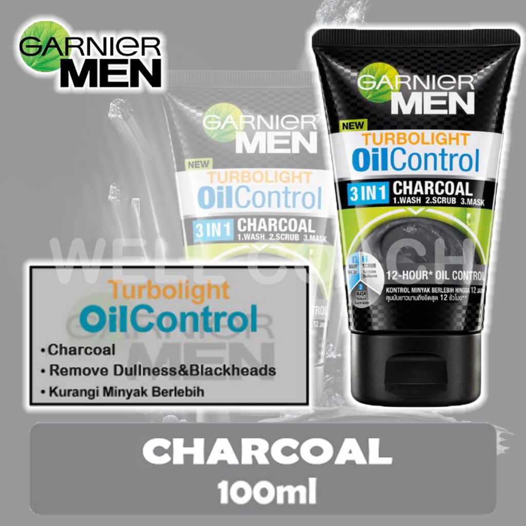 Garnier Men Face Wash Cleanser 100ml Acno Fight Charcoal Icy Scrub ...