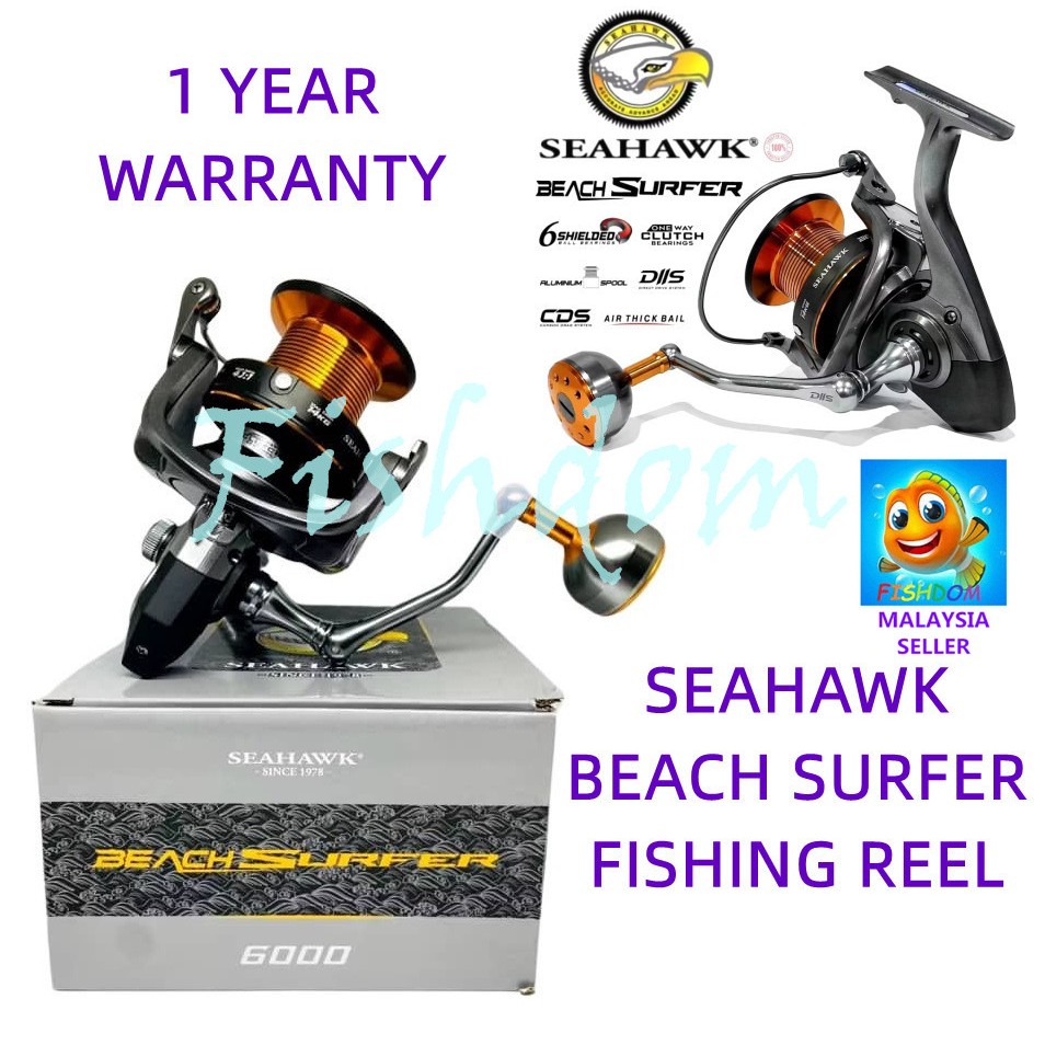 FISHDOM 2024 SEAHAWK BEACH SURFER 6000 FISHING REEL | Shopee Malaysia
