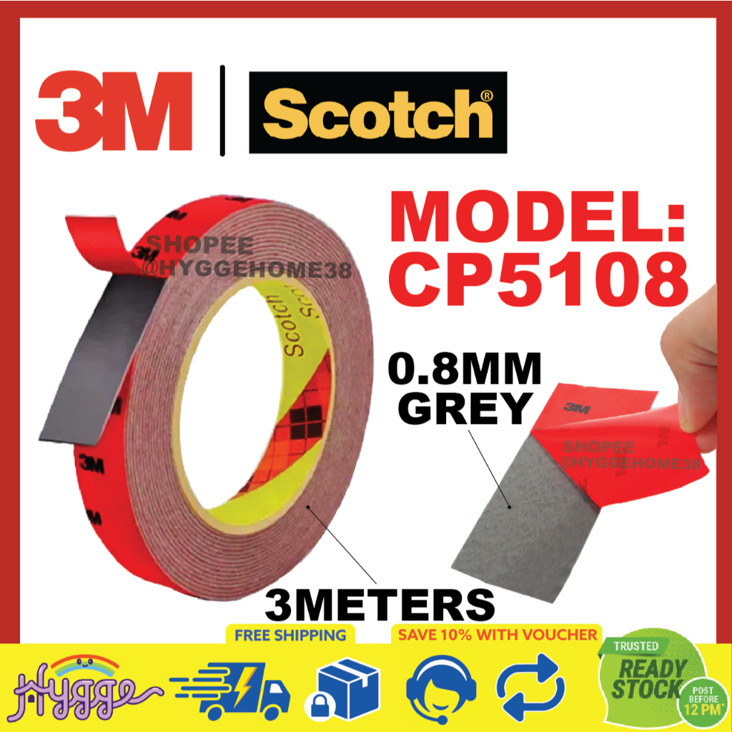 3M Double Sided Tape CP5108 3 Meters Strong Permanent Outdoor Motorcar VHB Heat UV Exterior ...