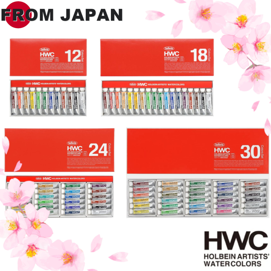 Holbein Transparent Watercolor Paint 12/18/24/30/48 Colors Set 5ml ...