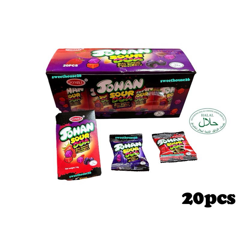 Johan Sour Dua Grape & Strawberry Flavour Gummy Candy 7g x 20pcs ...