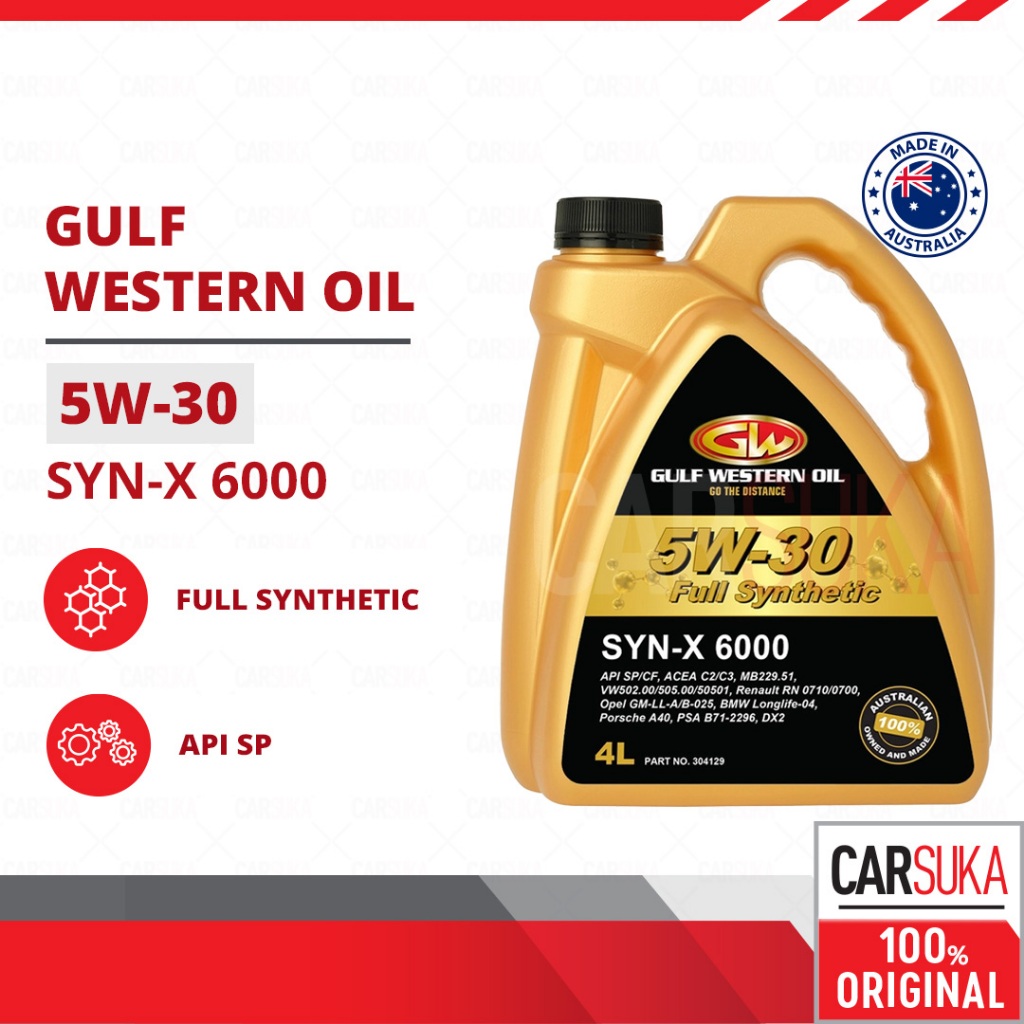 [API SP] Gulf Western Oil 5W30 Full Synthetic Syn-X 6000 4L Minyak Pelincir Hitam Turbo Petrol ...