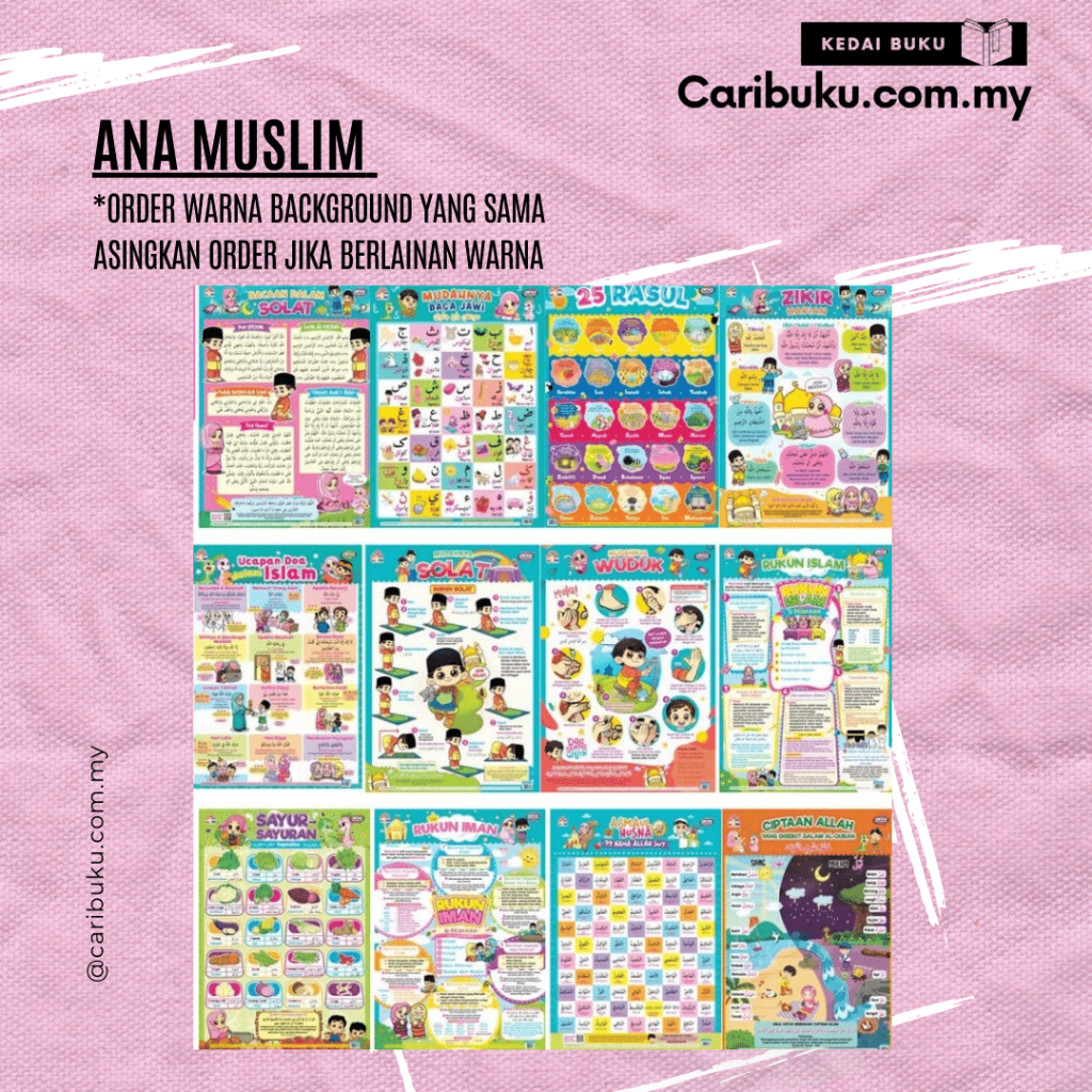ANA MUSLIM | Poster Rukun Islam / Doa Harian / Wuduk / Solat / Rukun ...