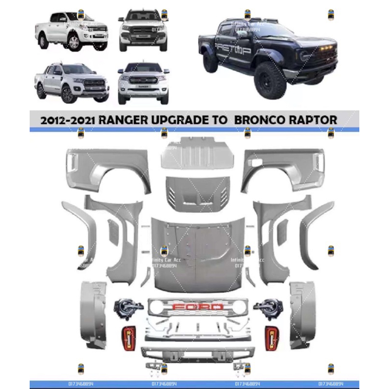 FORD RANGER T6 T7 T8 CONVERT TO BRONCO BODYKIT BUMPER | Shopee Malaysia