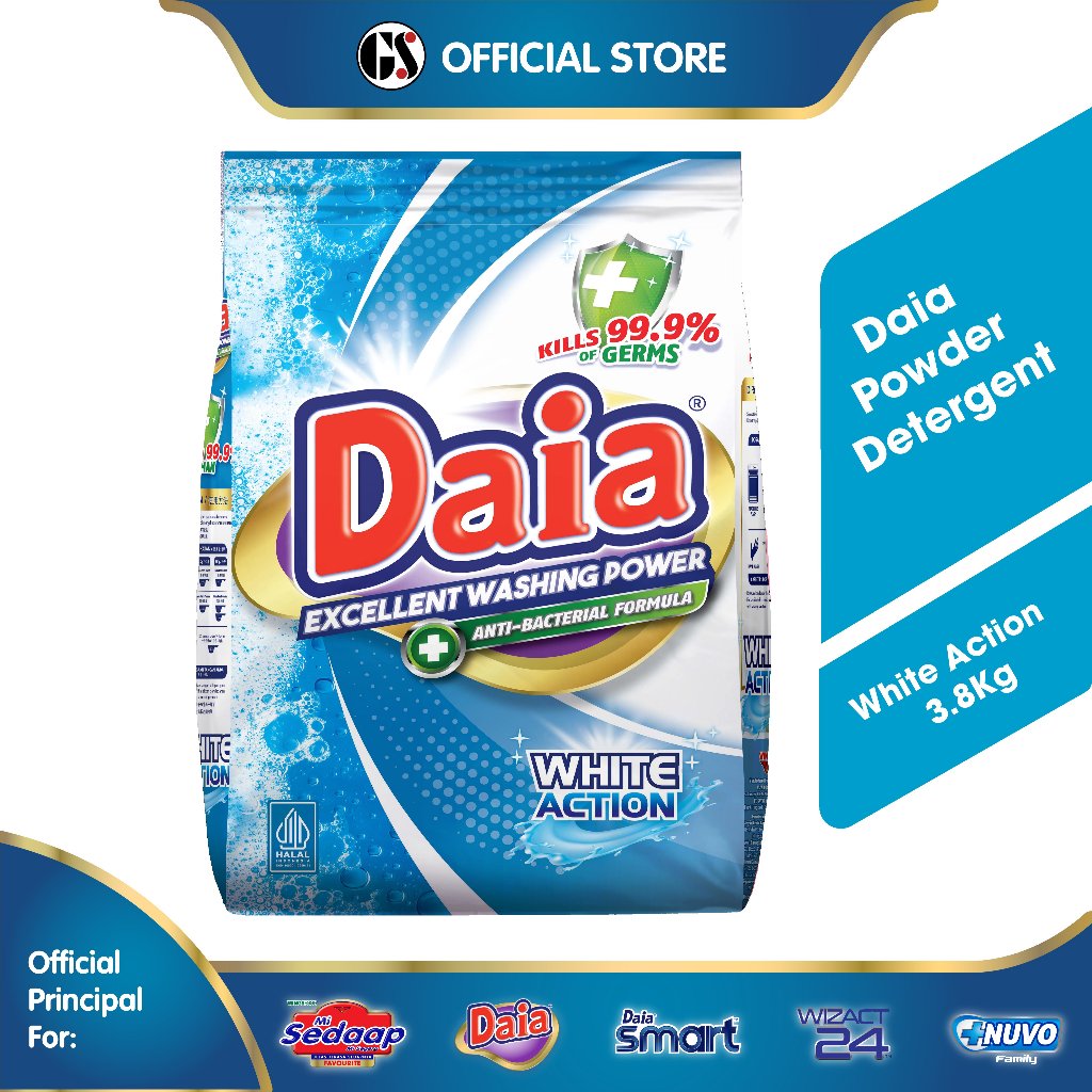 DAIA Powder Detergent With Anti-Bacterial White Action 3.8kg | Shopee ...