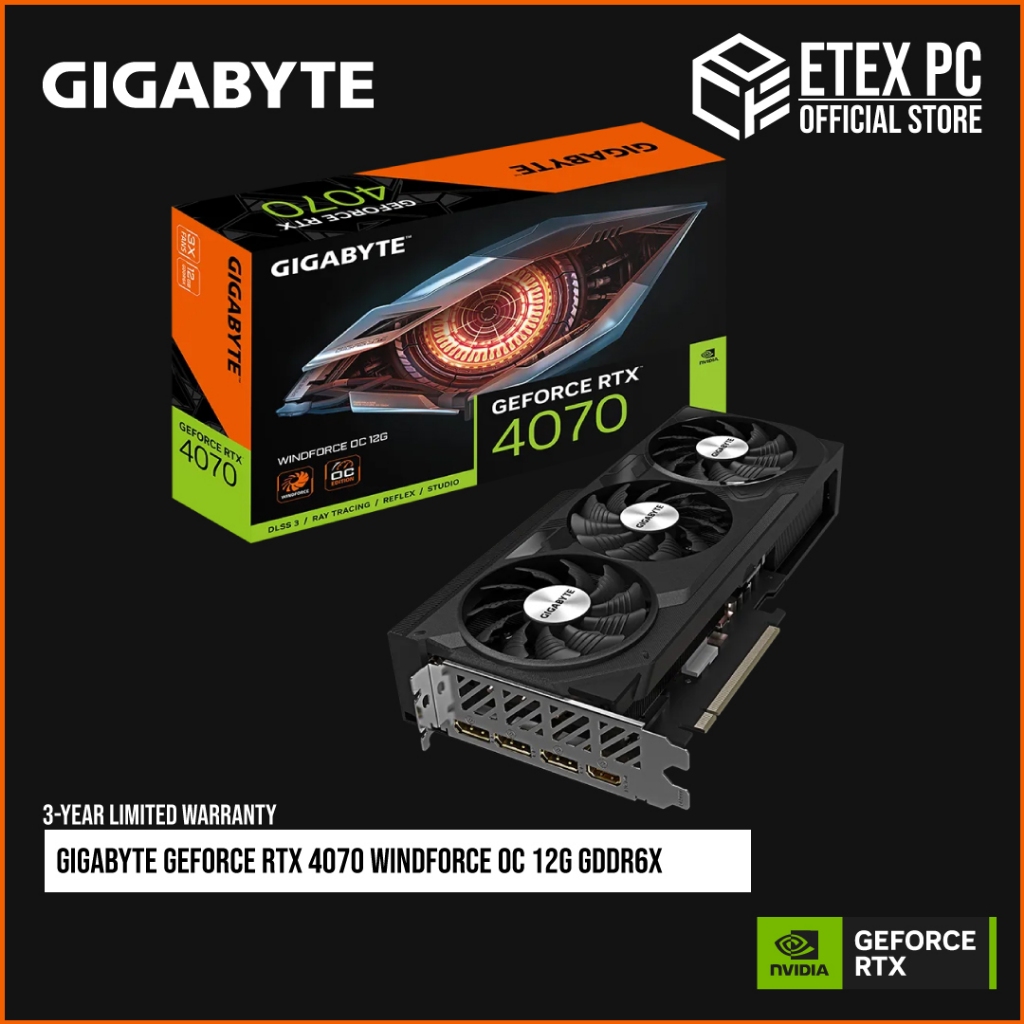 GIGABYTE GeForce RTX 4070 WINDFORCE OC 12G GDDR6X # GV-N4070WF3OC-12GD ...