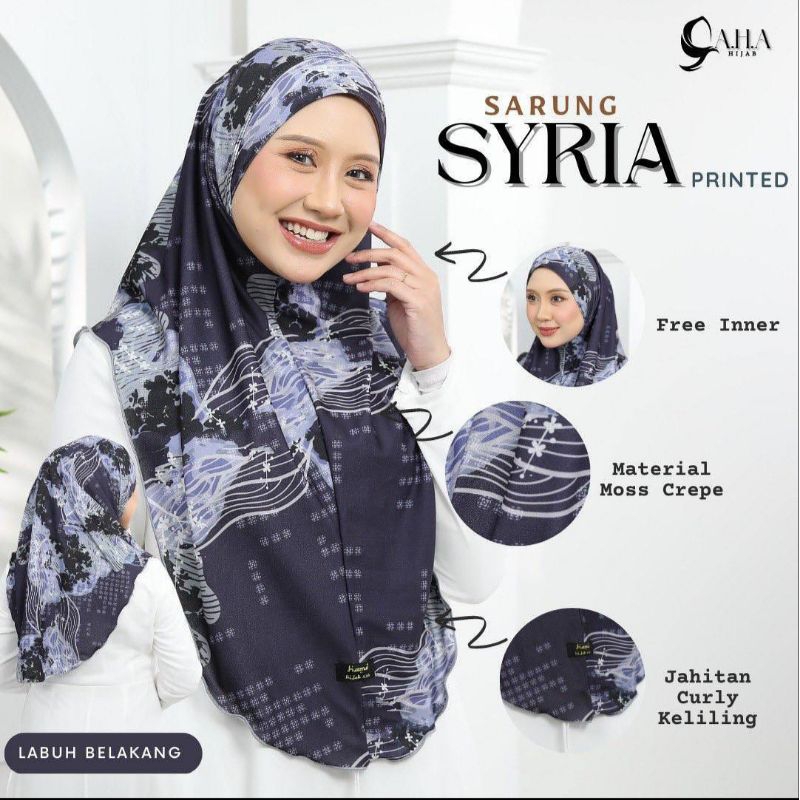 Tudung sarung syria instant printed(ada anak tudung) | Shopee Malaysia