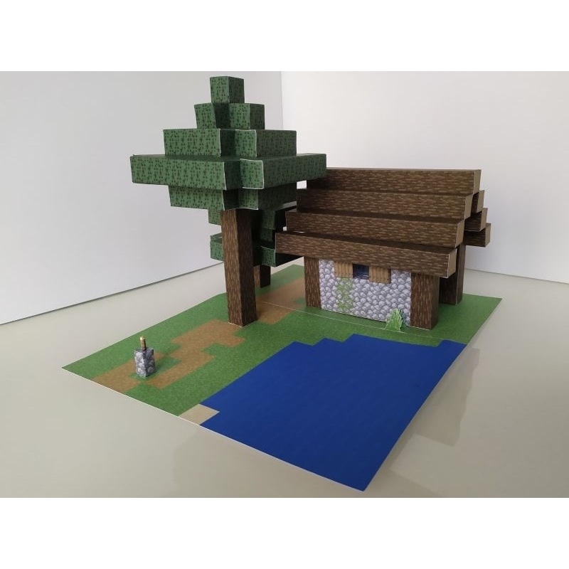 Papercraft Puzzle Minecraft Village On The River 3D Model Part 1 ...