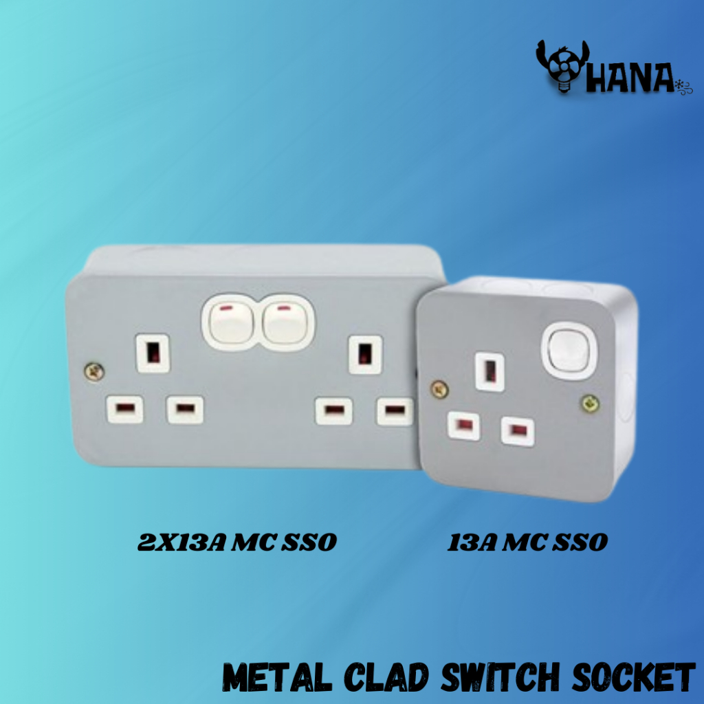 13A / 2X13A Metal Clad Switch Socket / Suis Socket Besi (Single ...