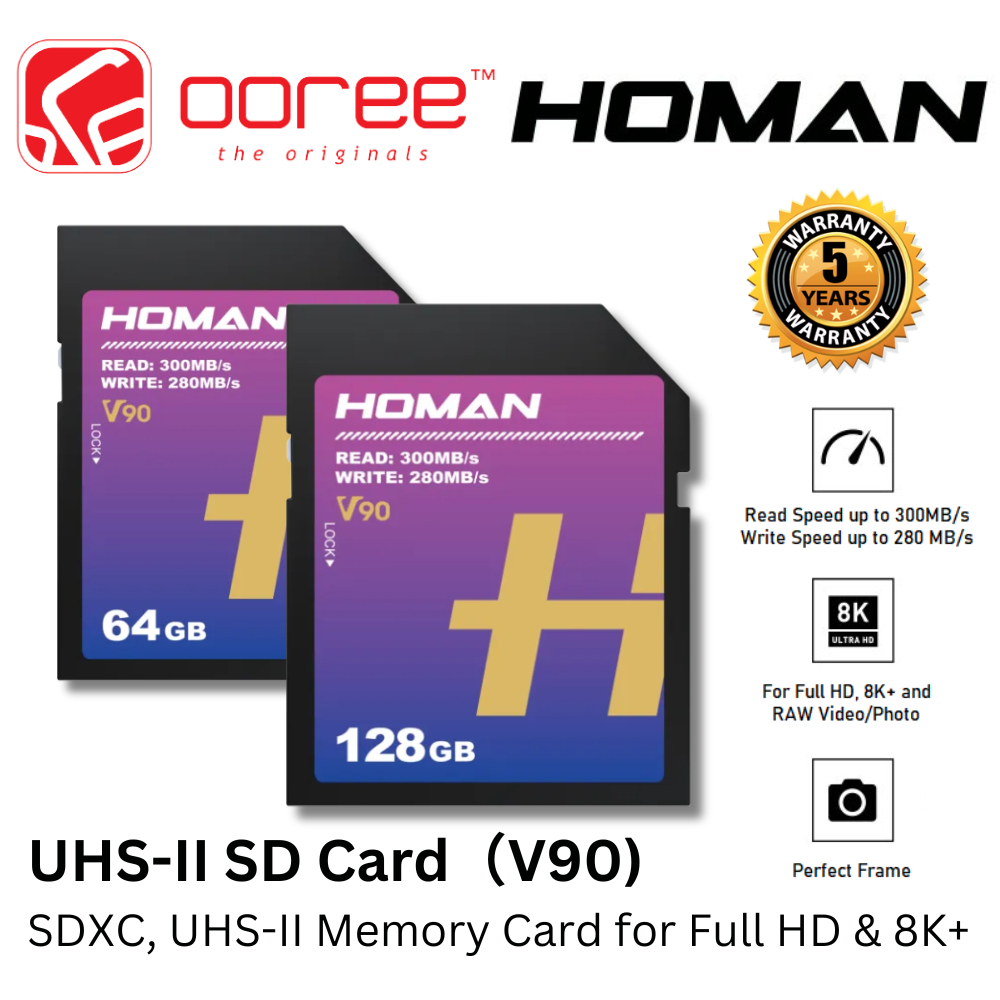 HOMAN SDXC UHS-II SD CARD V90 MEMORY CARD FOR FULL HD, 8K+ AND RAW ...