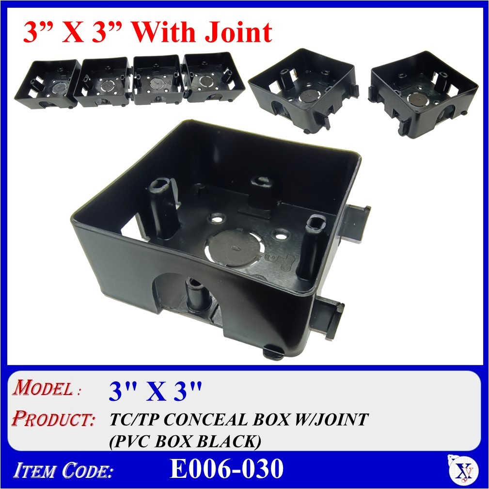 E006-030 3" X 3" TC/TP CONCEAL BOX WITH JOINT (BLACK COLOUR SWITCH PVC ...