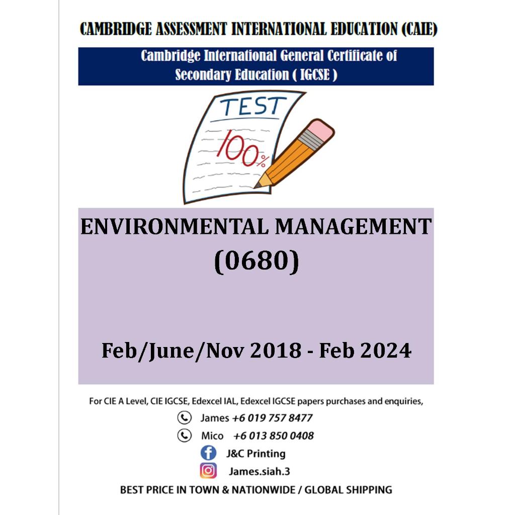 Cambridge Igcse Past Year Papers Environmental Management 0680 Paper 1 ...