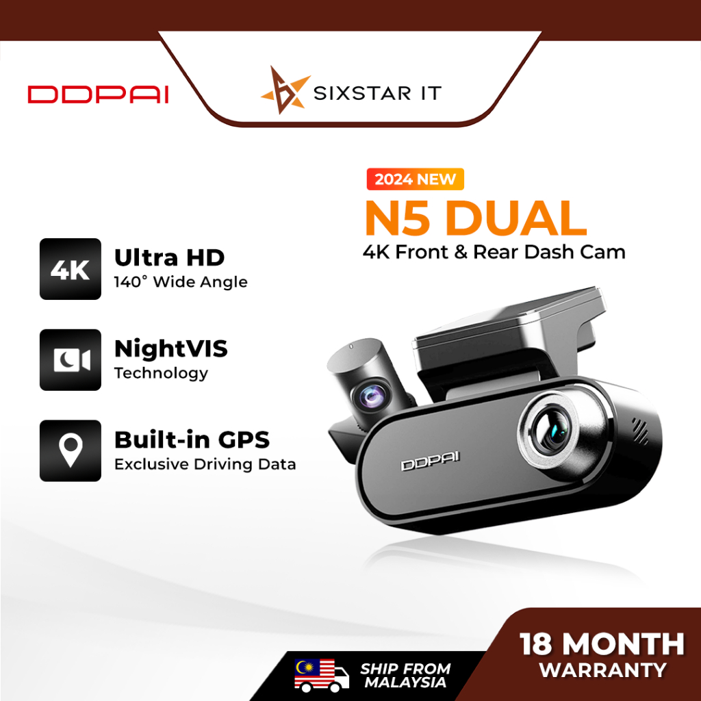 DDPAI N5 Dual 4K Ultra HD GPS Front & Rear Recording Dash Cam | Shopee Malaysia
