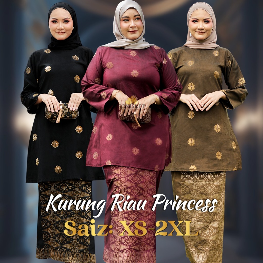 Kurung Riau Princess | XS - 2XL Baju Kurung | Songket Tenun | 100% Cotton| Songket Hidaya ...