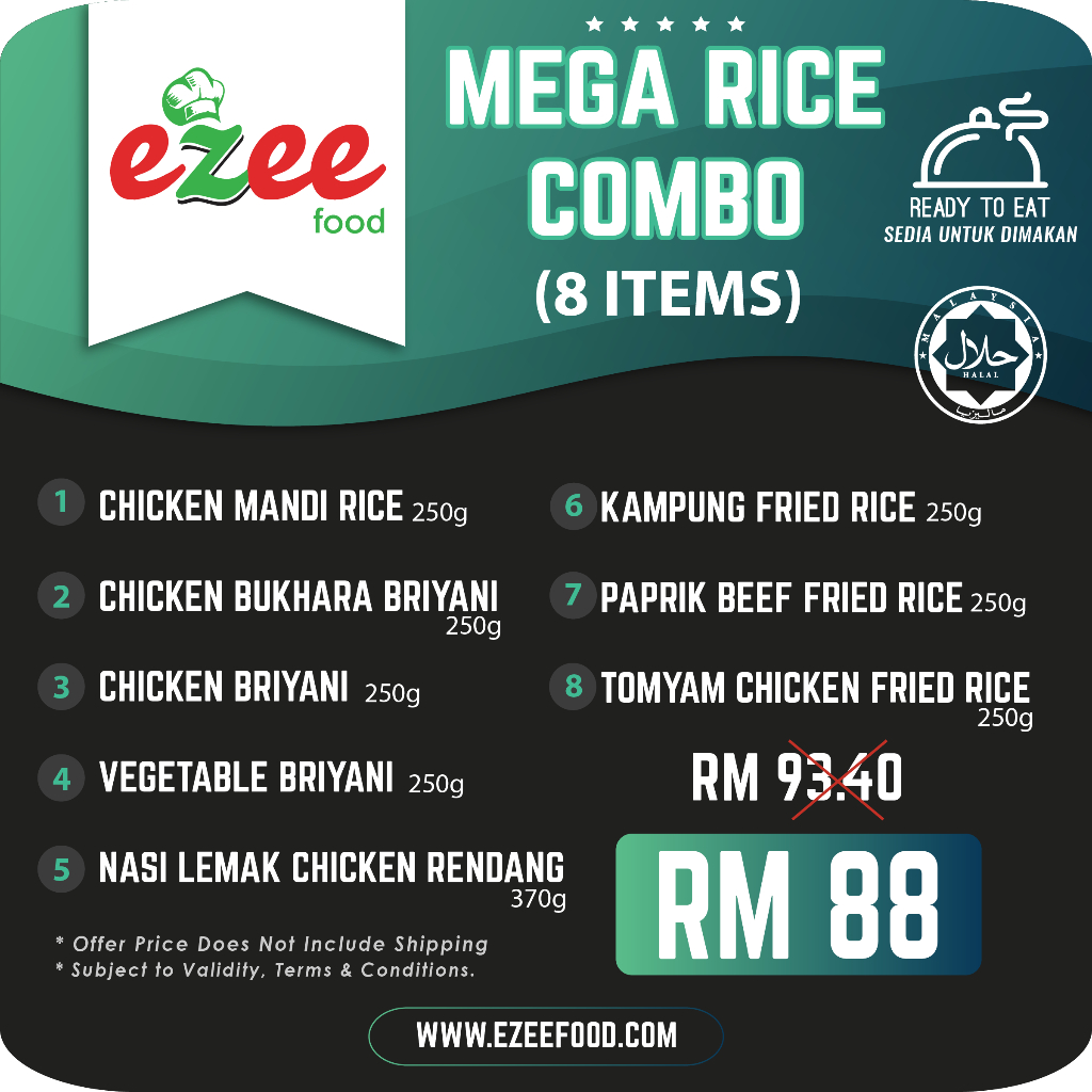 EZEEFOOD MEGA RICE COMBO / COMBO MEGA NASI LOW GI, READY TO EAT MRTE ...