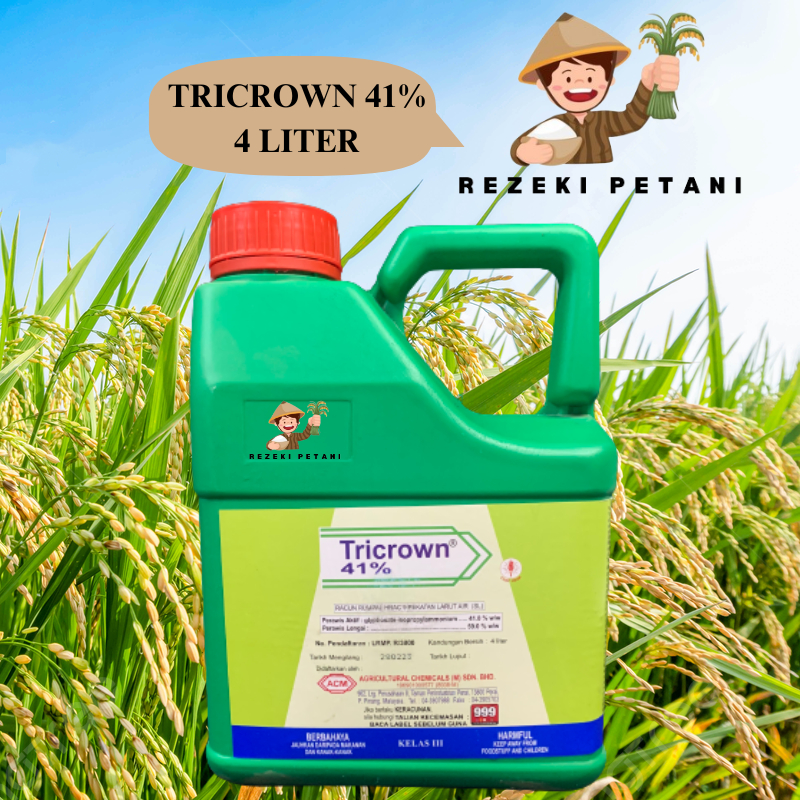 [ORIGINAL] 4L Tricrown ACM Glyphosate 41% Herbicide Sama Macam Ecomax ...