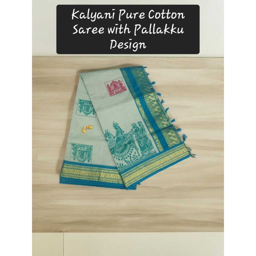 Premium Kalyani Pure Cotton Saree with Pallakku printed Design | Shopee ...