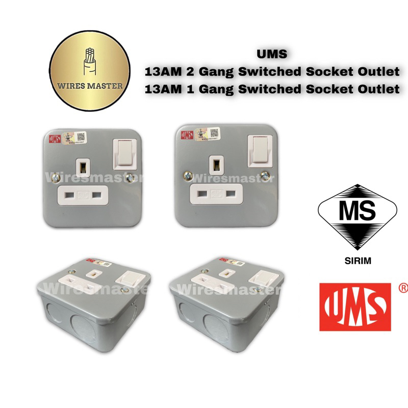 UMS 13AM 1Gang & 2Gang Switched Socket Outlet | Shopee Malaysia