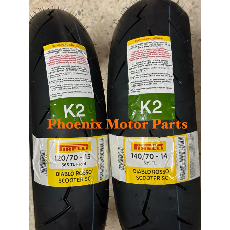 2025 Pirelli Diablo Rosso Scooter SC Tyre Tayar 120/70-15 / 140/70-14 ...