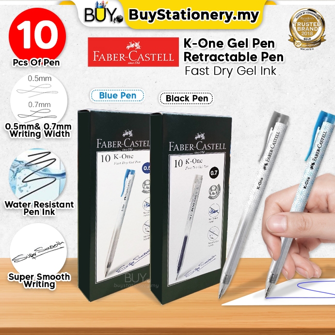 Faber Castell K One Gel Pen 10pcs 0.5 0.7 Fast Dry Smooth Black Blue ...