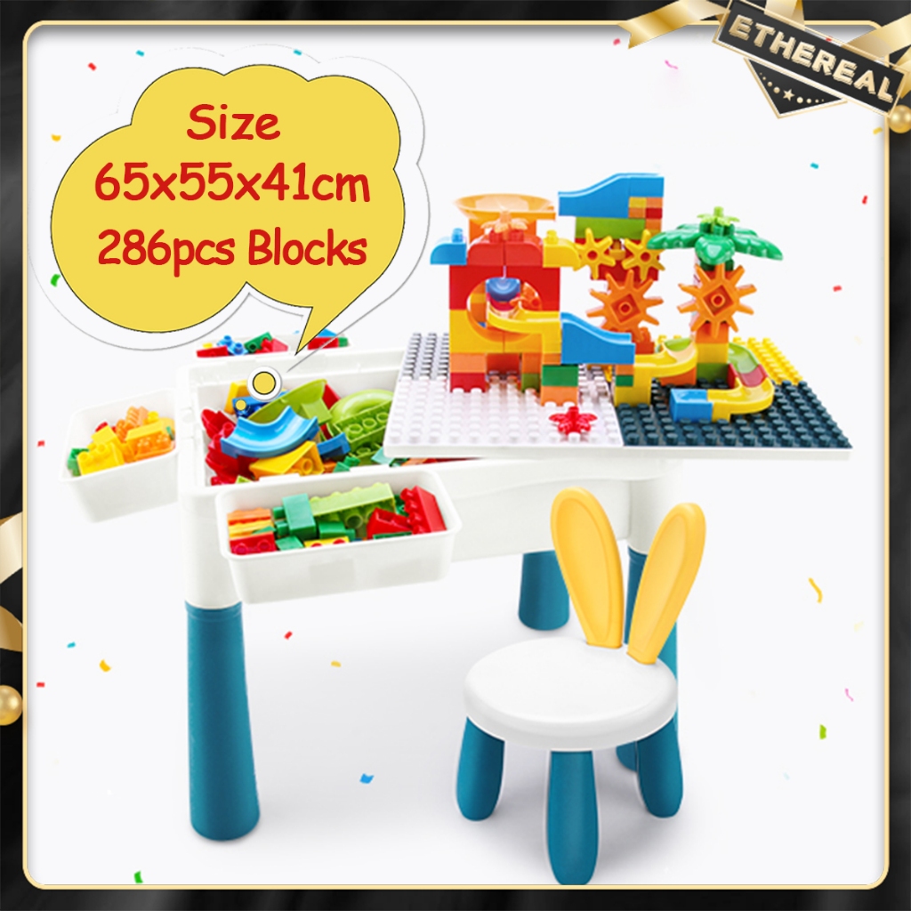 Large Size Building Blocks Table For Kids Multi-Function Learning Table ...