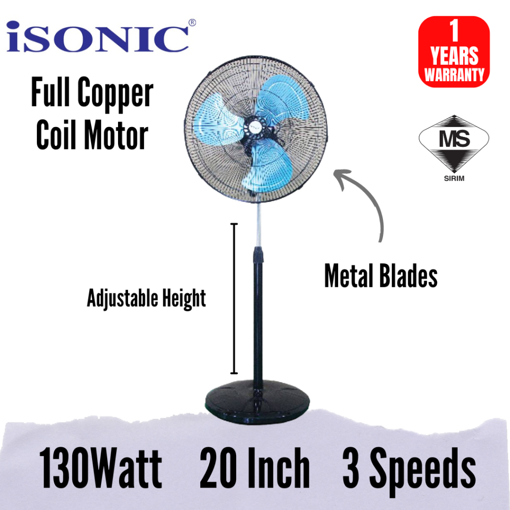 iSONIC INDUSTRIAL STAND FAN 18”/20” | KIPAS ANGIN BESI HEAVY DUTY ...