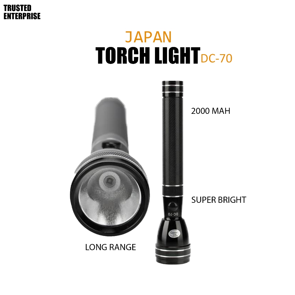 Original Japan Torch Light | Flashlight | Rechargeable 2000 mAh | Long ...