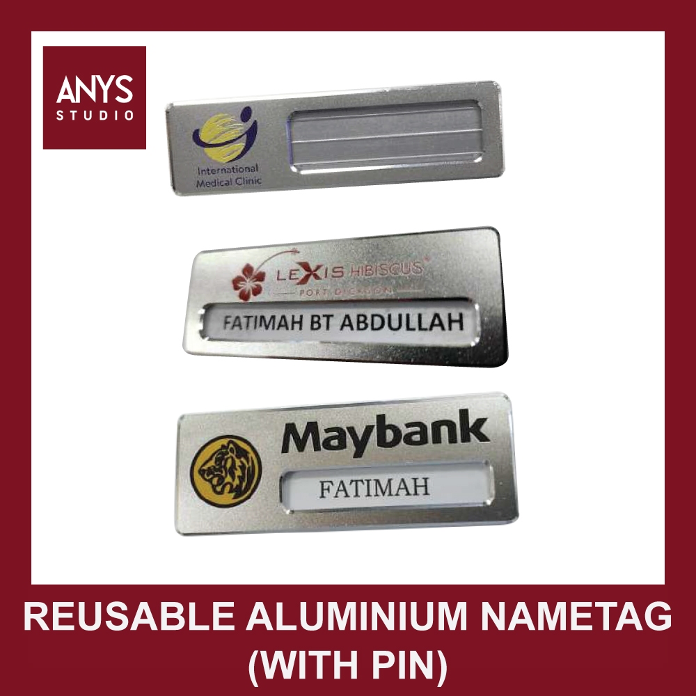 Reusable Aluminium Metal Nametag (With Pin) Custom Made | Shopee Malaysia